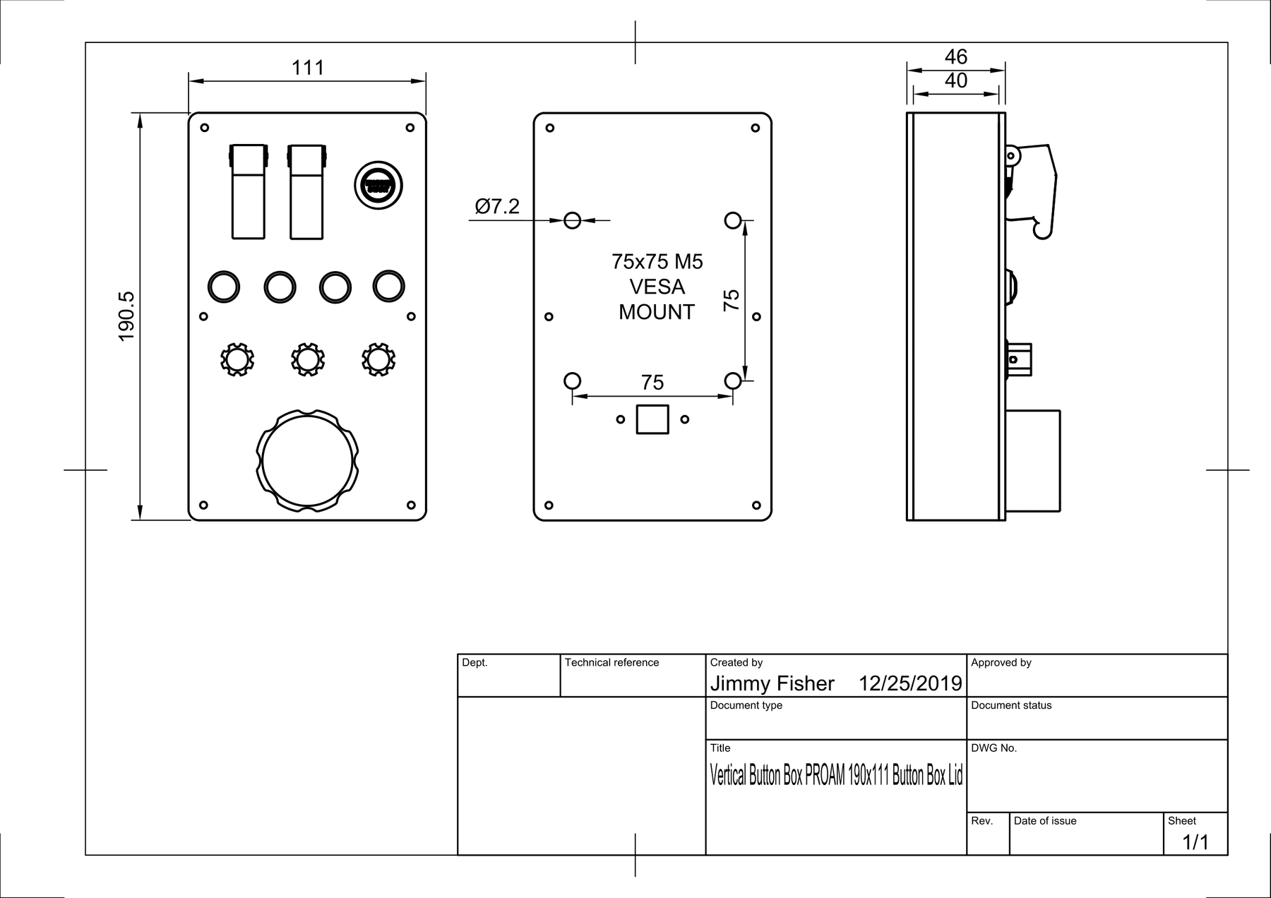 Sim Racing Button Box Vertical Mount v1 | Default Title | Apex Sim Racing