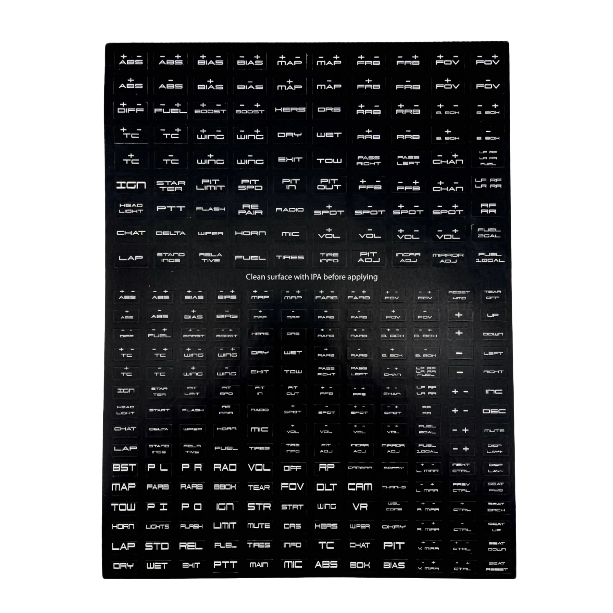 Button Box Label Kit (270 Labels) – Apex Sim Racing